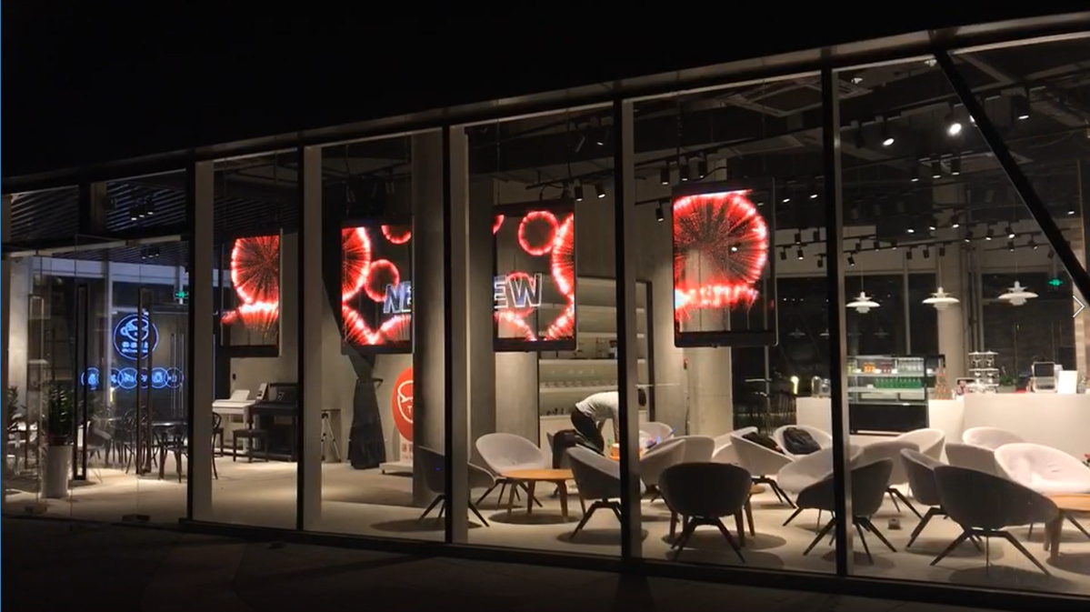 Large Glass Window Transparent LED Poster Display - Adhaiwell