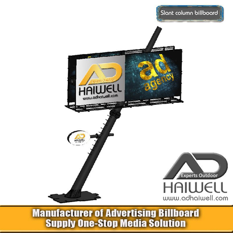 Slant Shape Unipole Steel Outdoor Advertising Billboard Structure ...