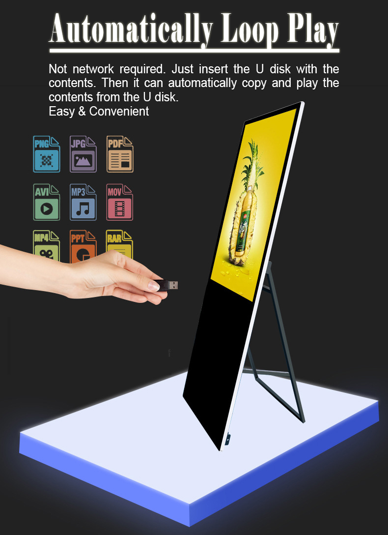42" Ultra-thin Portable Digital Poster LCD Display Signage