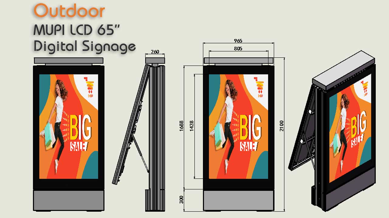 65" LCD Outdoor Digital Signage | OOH Media | MUPI Digital Display
