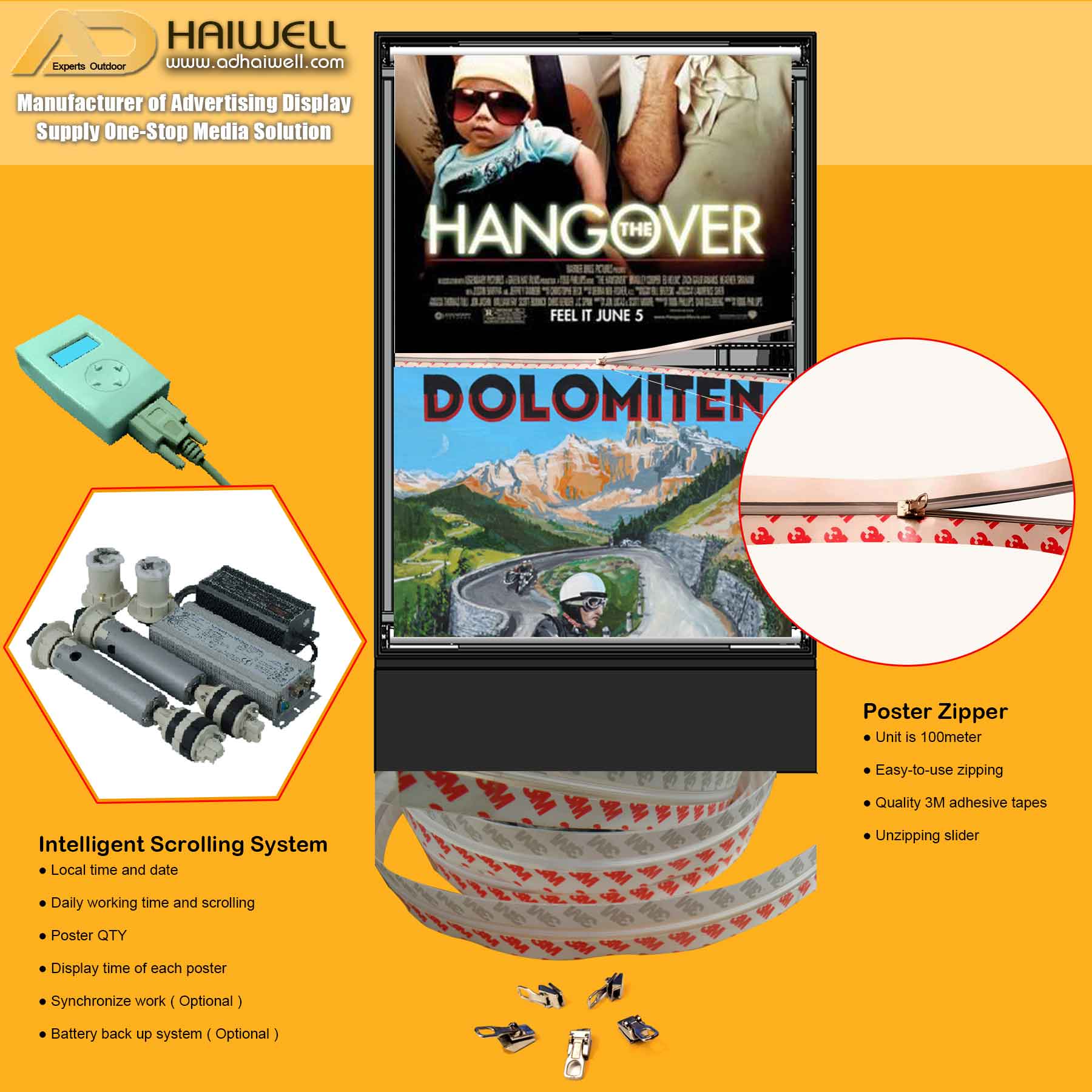 3M Poster Zipper for Scrolling Images - Adhaiwell Scrolling Signs