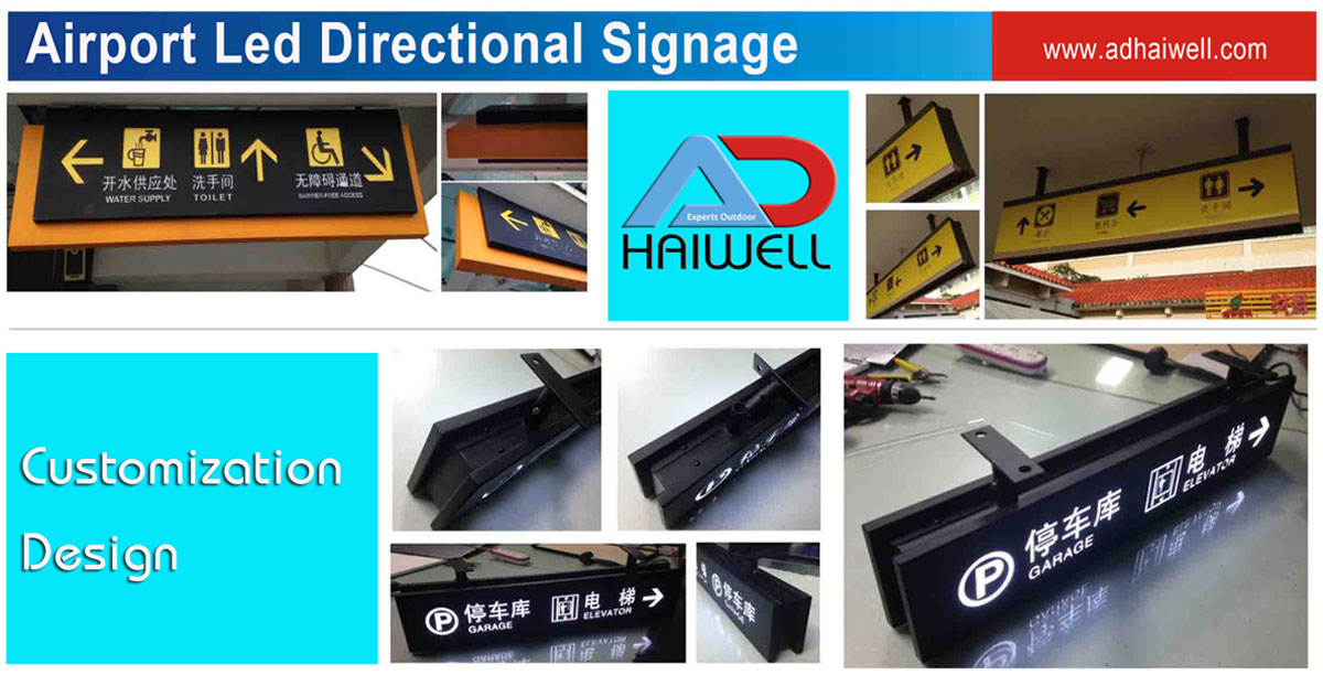 Airport Aluminum Acrylic Led Digital Display Screen Directional Signage ...